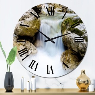 Designart 'Waterfall in Alpine Canyon' Traditional wall clock - Bed ...