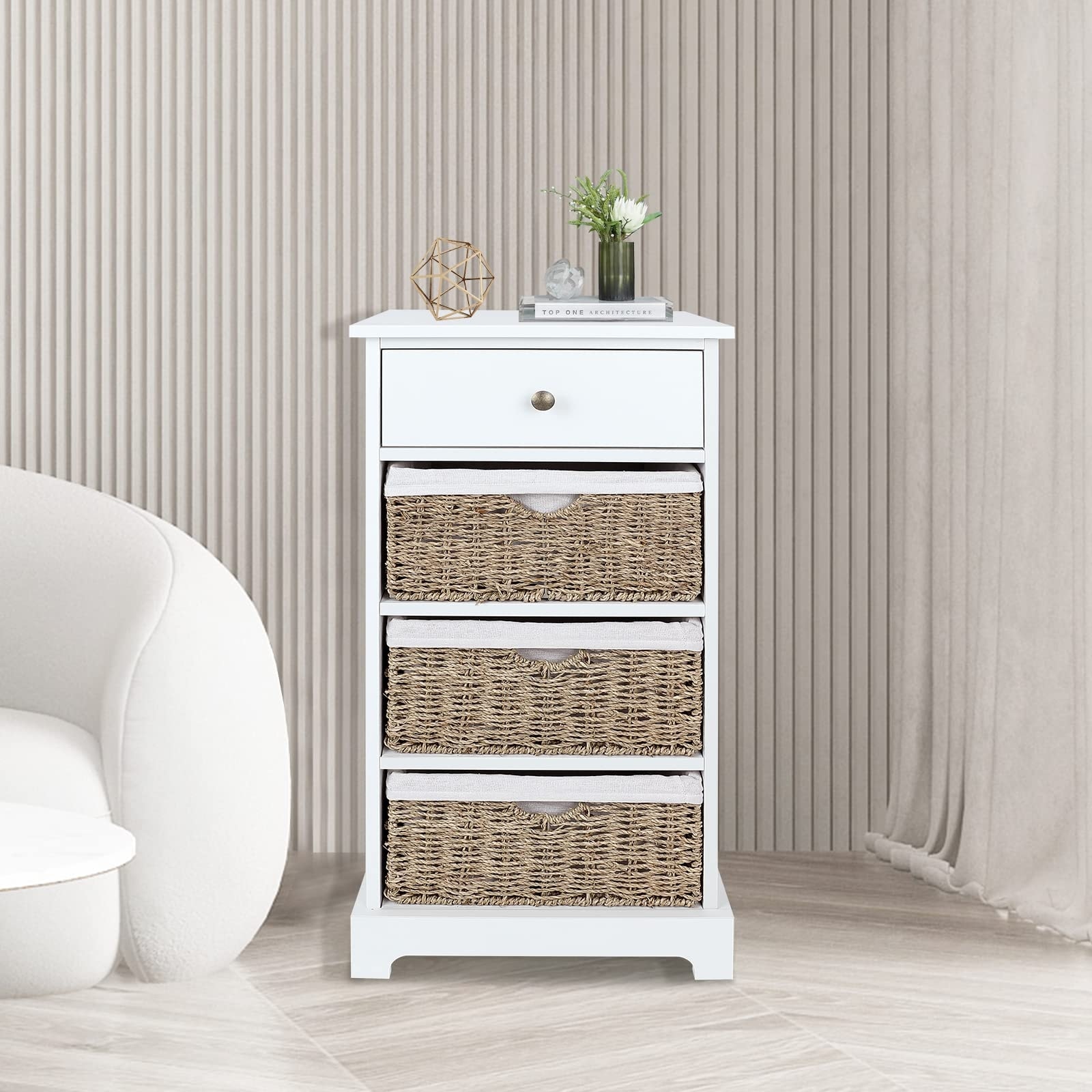 small wicker drawer unit
