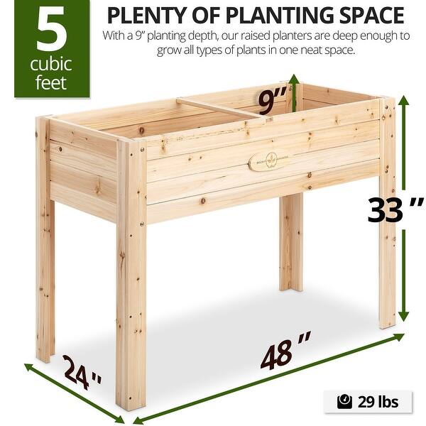 Cedar Raised Planter Box with Legs - Elevated Wood Raised Garden Bed ...