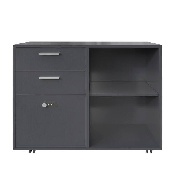 Drawer Wood File Cabinet with coded Lock Mobile Lateral Filing Cabinet ...