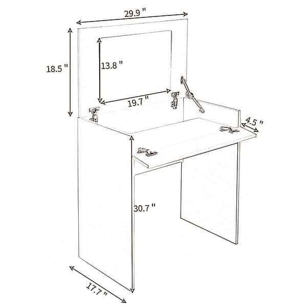 Vanity Make-up Dressing Table with Flip up Mirror Top Spacious Storage ...