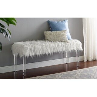 Faux Fur Bench with Acrylic Legs - Bed Bath & Beyond - 40934716