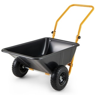 Gymax Dual-Wheel Wheelbarrow w/ Pneumatic Tires 330 LBS Load Capacity ...