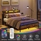 Metal Bed Frame Platform Bed with Storage Headboard LED Lights and ...