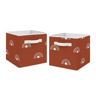 Rust White Boho Rainbow Foldable Fabric Storage Bins Orange Bohemian ...