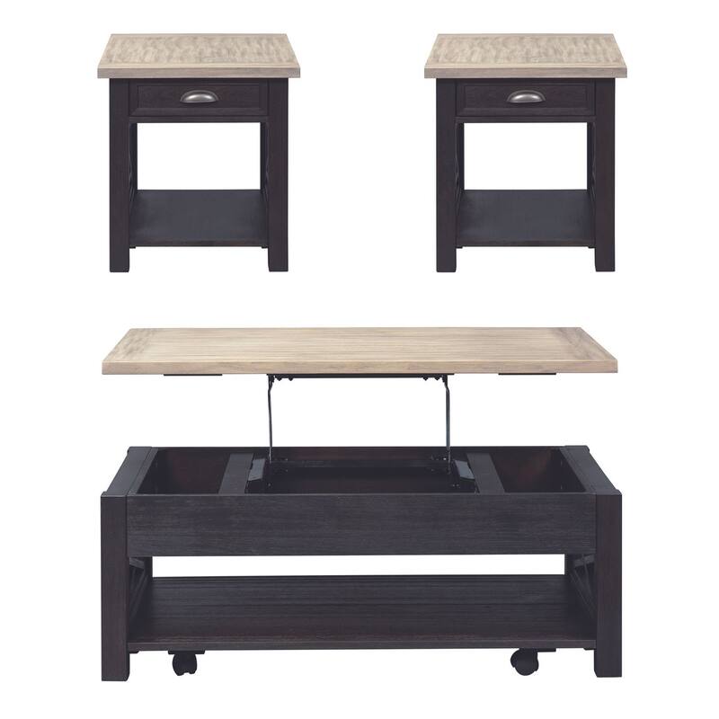 Heatherbrook Charcoal and Ash Opt 3 Piece Set (1-Cocktail 2-End Tables ...