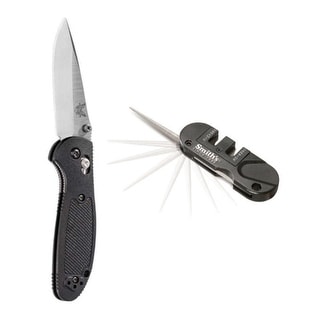 Benchmade 556 Mini Griptilian Folding Knife (Plain Blade) w/ Sharpener ...