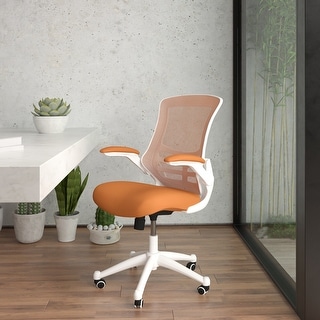 Mid-Back Blue Mesh Swivel Ergonomic Task Office Chair with White Frame ...