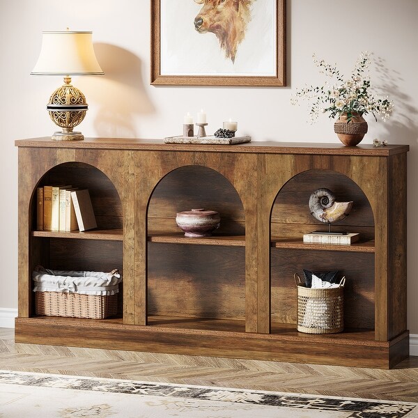Farmhouse Console Table 63 Long Entryway Table with 3 Tier Storage On Sale Bed Bath Beyond 41468547