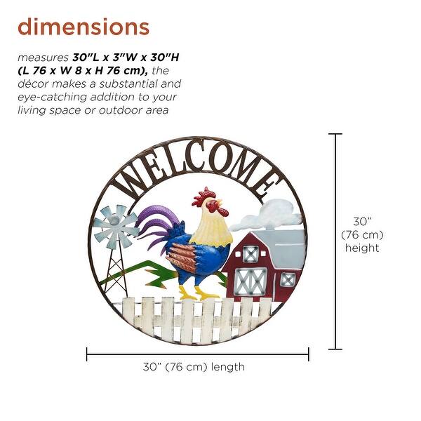 Large Round Rooster and Farm Welcome Decor - Bed Bath & Beyond - 40099189