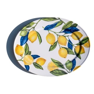 Abode Homewares Lemon Orchard Melamine Oval Serving Platter - Yellow ...