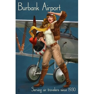 Burbank Airport CA Aviator Pinup Girl - LP Artwork (100% Cotton Towel ...