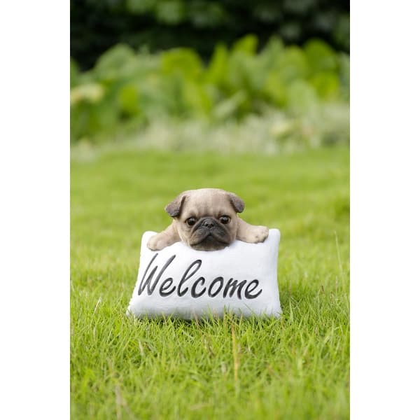 Pug With Welcome Sign - Overstock - 33312958