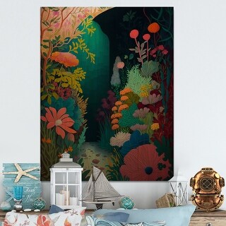 Designart 'Bounties And Blooming Wilderness Blessings V' Coastal Wood ...