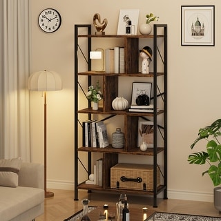 61 Inch Tall Industrial Book Shelf with Open Display Shelves - Bed Bath ...