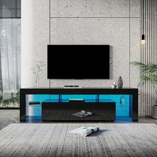 Modern gloss black TV Stand for 80 inch TV , 20 Colors LED TV Stand w ...