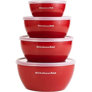 KitchenAid Classic Prep Bowls with Lids - Set of 4 (Empire Red) - Bed ...