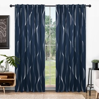 Deconovo Back Tab Rod Pocket Silver Wave Curtains(2 Panel) - Bed Bath ...