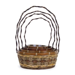 Set Of 4 Ginger Color With Rope Accents Long Handled Baskets - Bed Bath ...