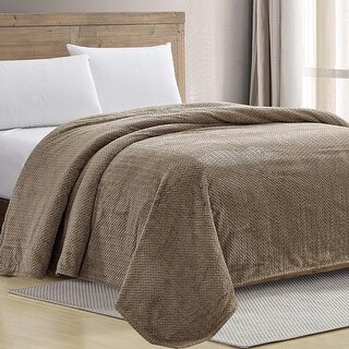 Queen Braided Bed Blanket Soft Superior Chevron Microplush Mocha - Bed ...