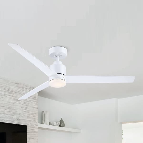 44-inch/ 54-inch Modern White 3-Blade LED Ceiling Fan with Light and ...