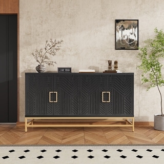Retro Style Sideboard with Adjustable Shelves, Rectangular Metal ...