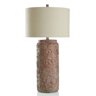 Fiber Cement Table Lamp - Terracotta Finished Base - Cream Shade - 40"H ...