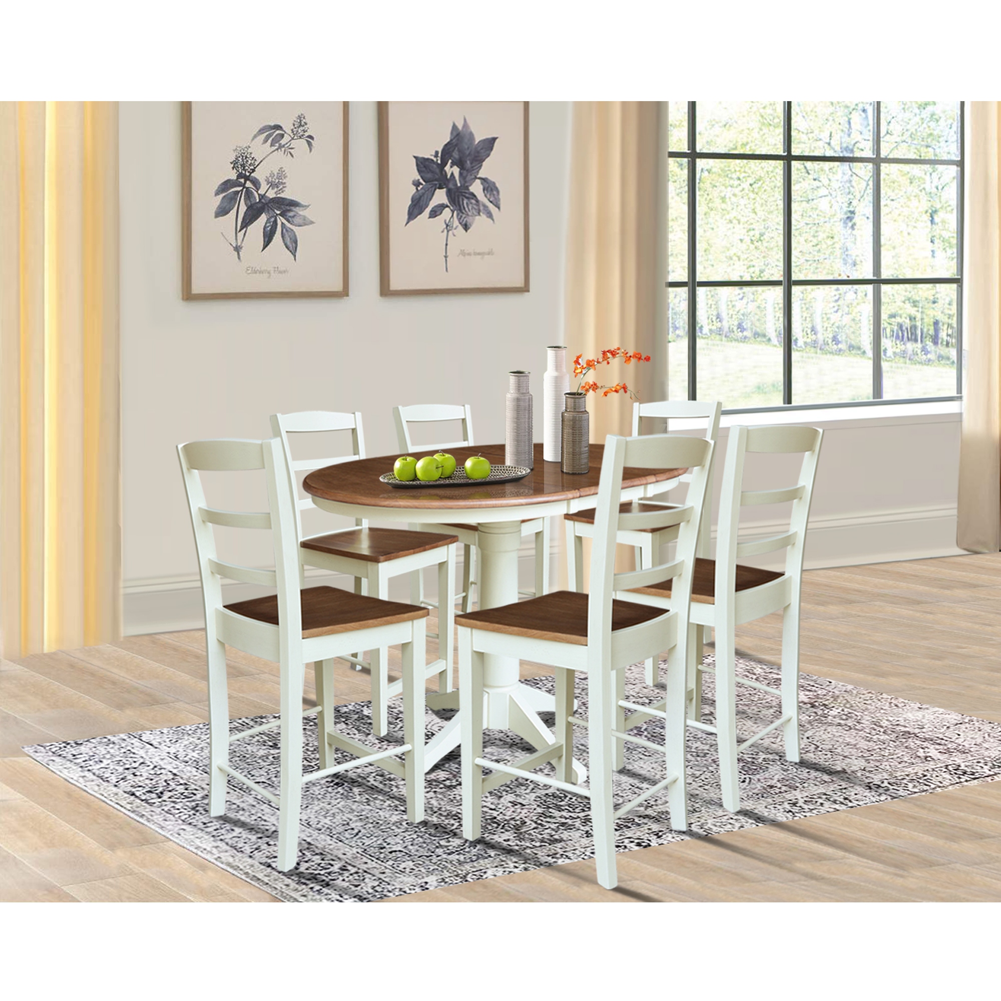 36 Round Extension Table with Counter Height Stools