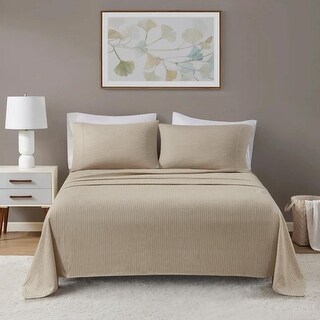 4pc Queen Oversized Cotton Flannel Deep Pocket Sheet Set Beige - Bed ...