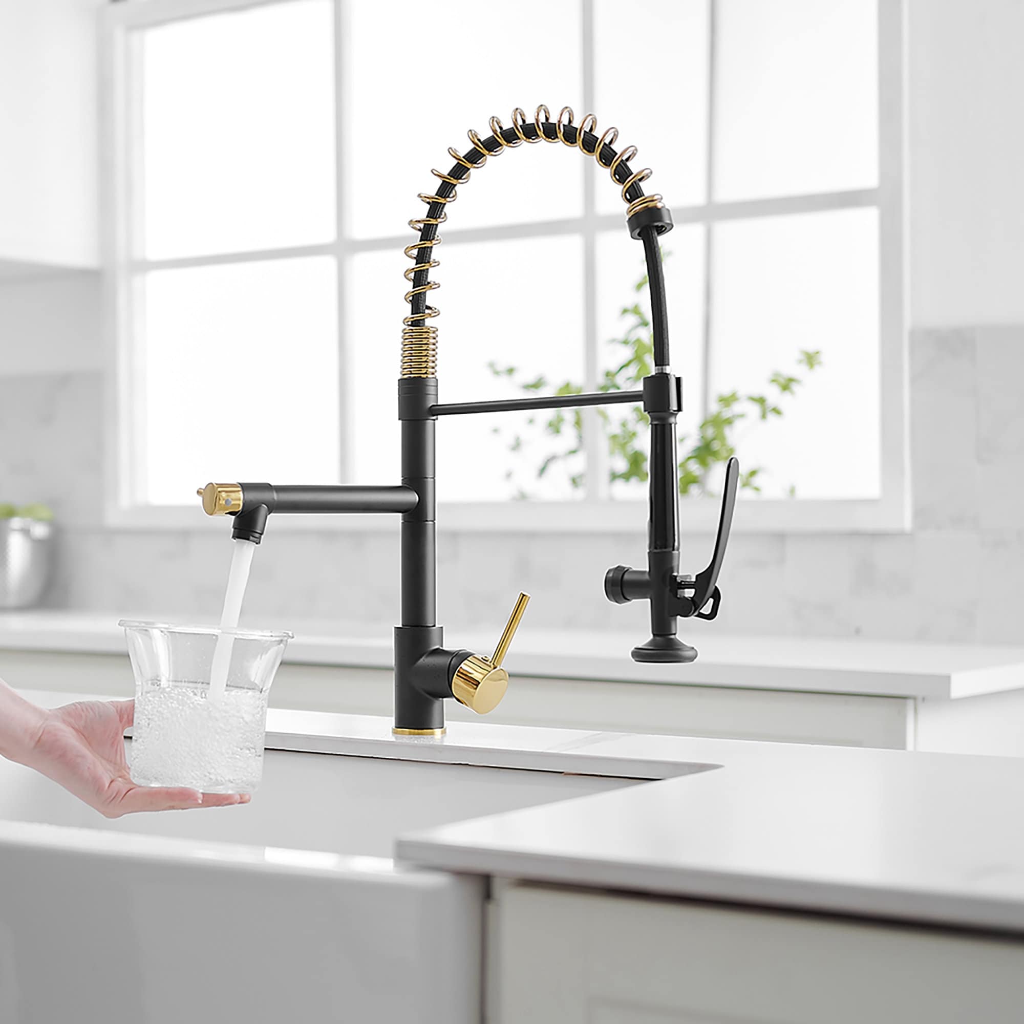 Black and Gold Single Handle Pull-down Kitchen Faucet - On Sale - Bed ...