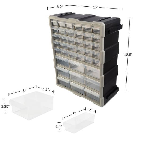 39-Drawer Plastic Small Parts Organizer - Desktop or Wall Storage ...