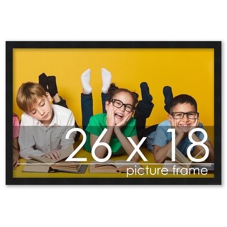 26x18 Contemporary Black Complete Wood Picture Frame with UV Acrylic ...