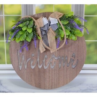 Circular Wood Illuminated Floral Hanging Welcome Sign - Bed Bath ...