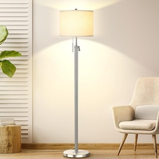 Adjustable Height Standing Lamp with Metal Base, 3-Way Dimmable Tall ...