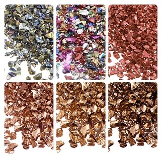 6 Colors Crushed Glass Chips 1-4mm Irregular Color 28g Brown Color ...