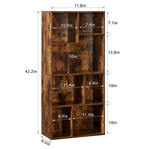 VECELO Bookcase Set of 2 Modern Irregular Shape Tall Bookshelf Vertical ...