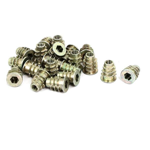 Hex Socket Threaded Insert Nuts Bronze Tone 20pcs for Wood Furniture ...