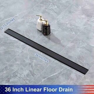 36'' W Linear Grid Shower Drain, Matte Black - Bed Bath & Beyond - 39028893