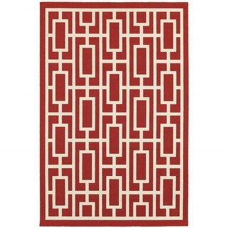 2' X 3' Red Geometric Stain Resistant Indoor Outdoor Area Rug - 6' x 7 ...