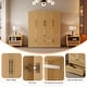 63"W Boho Style 6-Door Wardrobe Armoires Closet 2 Drawer Storage ...