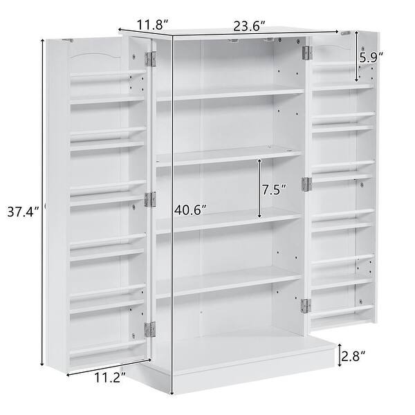 Home Kitchen Pantry Storage Cabinet Cupboard With Adjustable Shelves ...