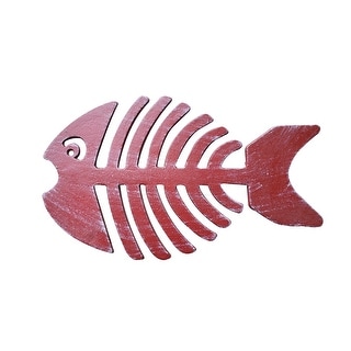Rustic Red Whitewashed Cast Iron Fish Bone Trivet 11" - 11" L x 7" W x ...