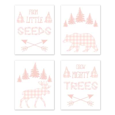 Pink Buffalo Plaid Check Wall Decor Art Prints (Set of 4) - Blush White ...