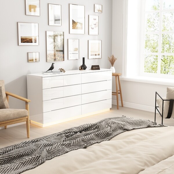 8 Drawer Double Dresser Dressers with High Gloss Drawers With Light On Sale Bed Bath Beyond 38246057