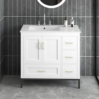 36'' Bathroom Vanity with Sink Set, Modern Freestanding Single Bathroom ...