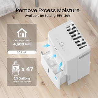 TOSOT 50 Pint 4,500 Sq Ft Dehumidifier Energy Star - for Home, Basement ...