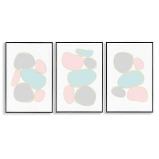 Stupell Pastel Stones on White Framed Giclee Art Design By Martina ...