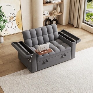 3-In-1 Foldable Large-Sized Computer Desk Sofa Bed, Modern Velvet ...