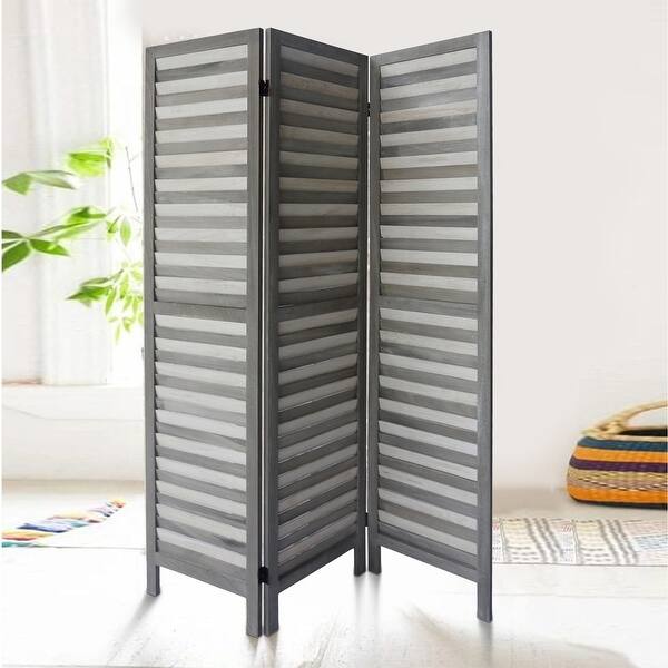 Gray 67 Inch Paulownia Wood Panel Divider Screen - Bed Bath & Beyond ...