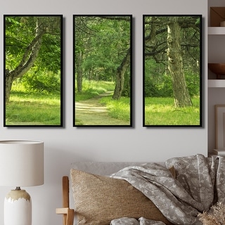 Designart "Green Forest Path in Early Summer" Landscape Framed Art Set ...
